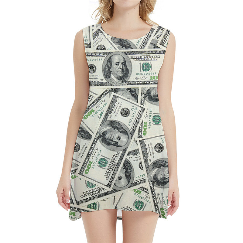 Dollar Dress Women Money Ladies Dresses Harajuku Beach Gothic Office ...