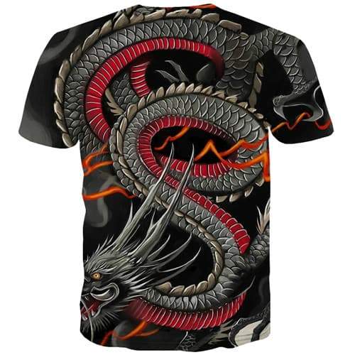Dragon T-shirt Men Animal Shirt Print Cartoon Tshirt Anime Flame T sh ...