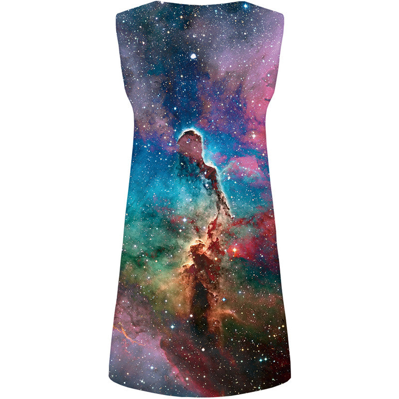 Galaxy Dress Women Nebula Party Space Ladies Dresses Colorful Boho Art ...