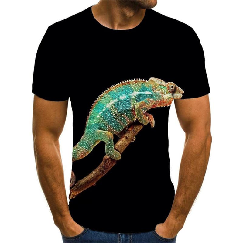 Lizard T-shirt Men Animal T-shirts 3d Black Tshirts Casual Funny Shirt ...