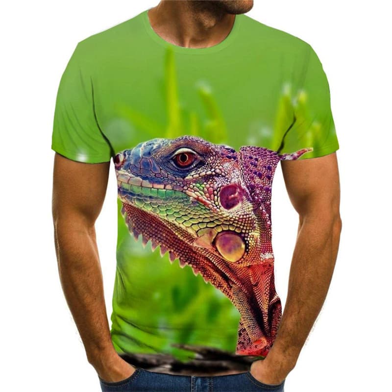 Lizard T-shirt Men Animal Tshirt Printed Harajuku T-shirts 3d Green ...