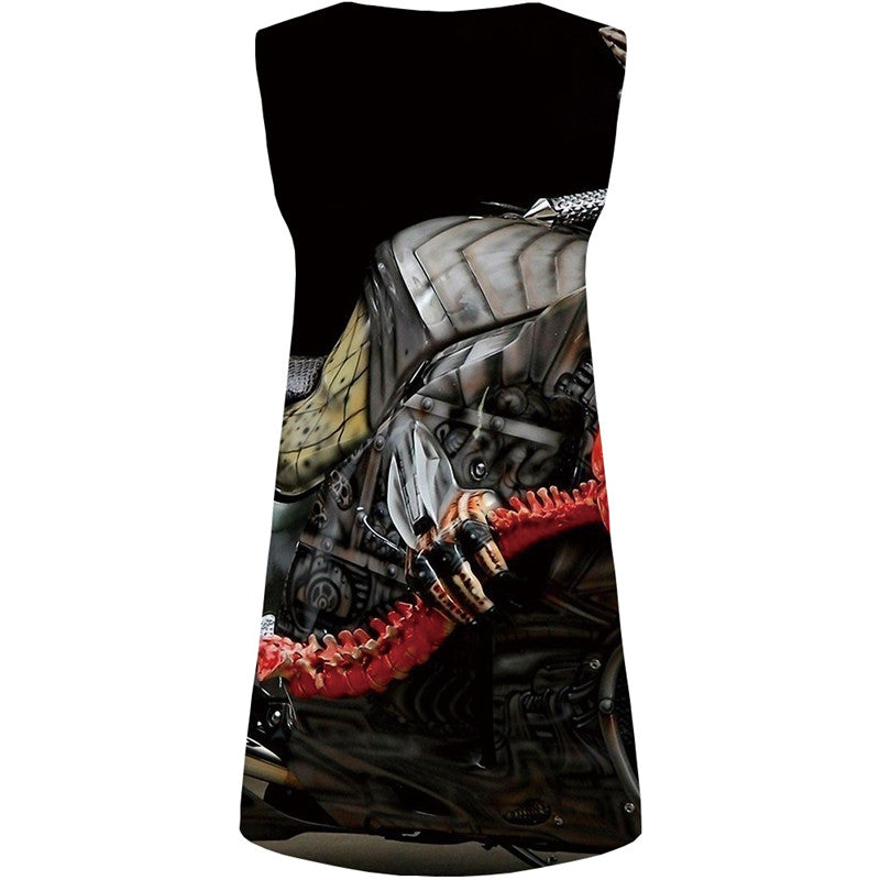 Skull Dress Women Motorcycle Party Skeleton Sundress Metal 3d Print ...