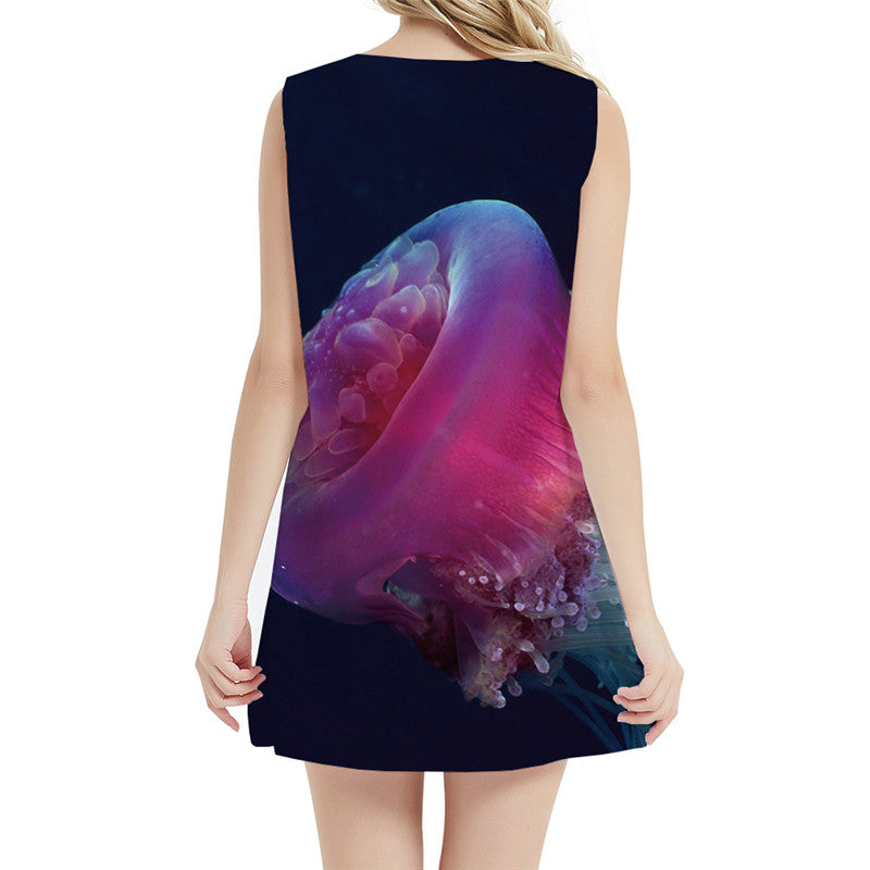 Jellyfish Dress Women Fish Beach Purple Party Harajuku Ladies Dresses ...