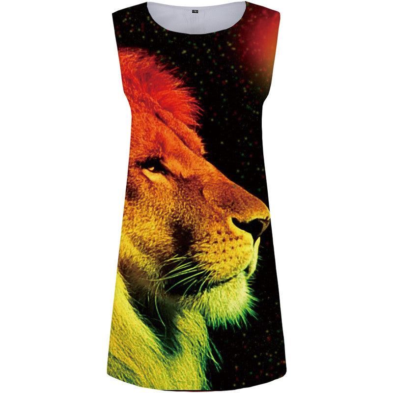 Lion Dresses Women Galaxy Space Bodycon Dress Colorful 3d Print Animal ...