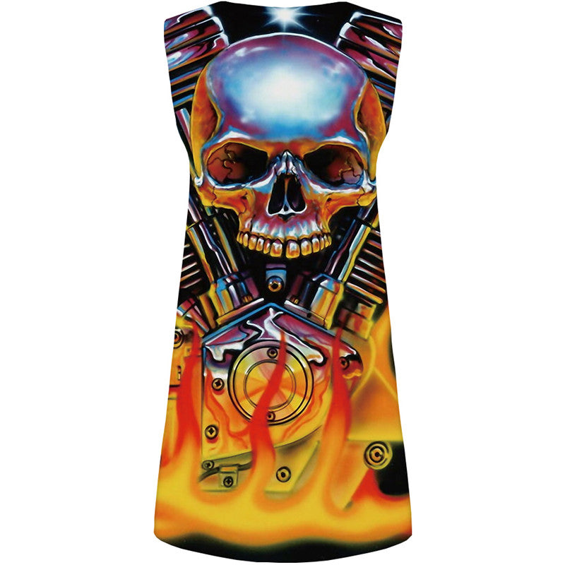 Skull Dress Women Metal Short Flame Korean Style Mechanical Ladies ...